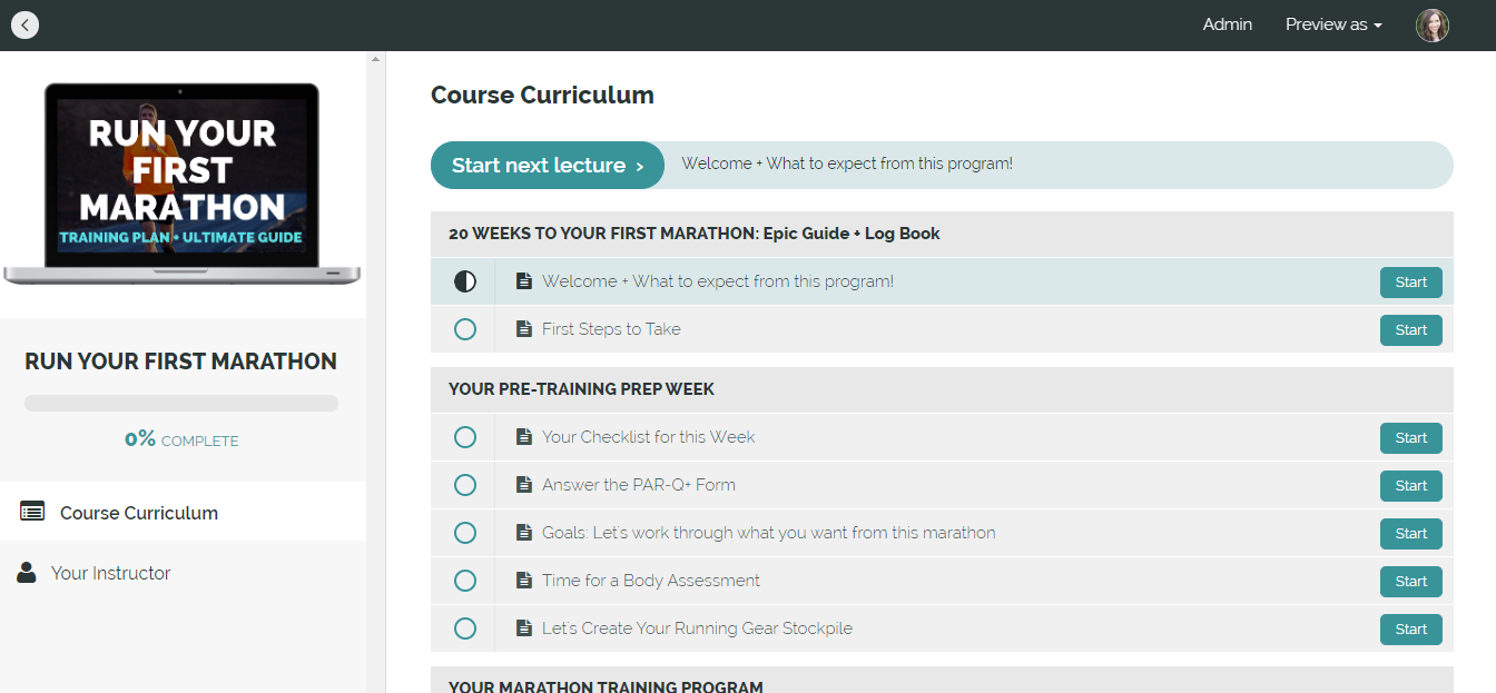 20 Week Marathon Training Schedule